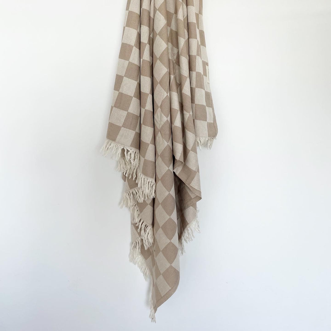Checker Turkish towel / throw - Tan – onefinesunday co